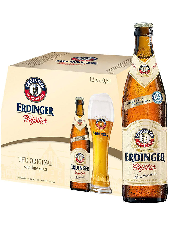Erdinger Weissbier Original Imported Wheat Beer Case 12 x 500mL Bottle ...