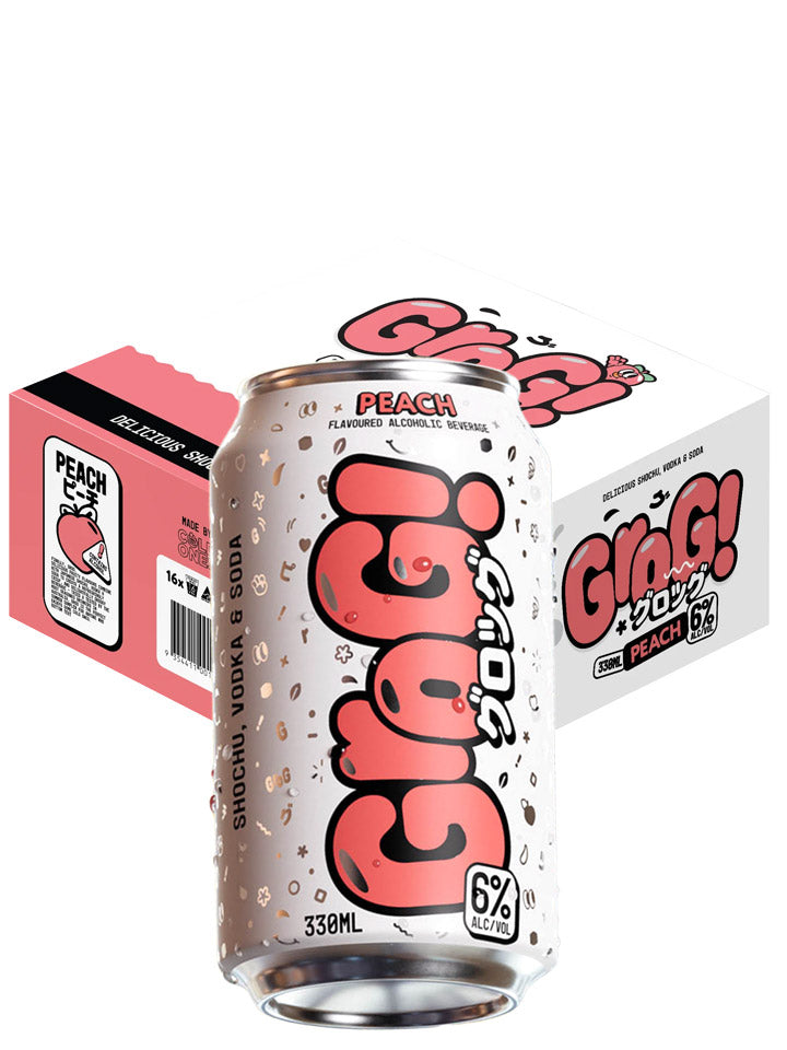 Grog Peach Flavour Premix Shochu, Vodka & Soda 16 x 330mL Cans – The ...
