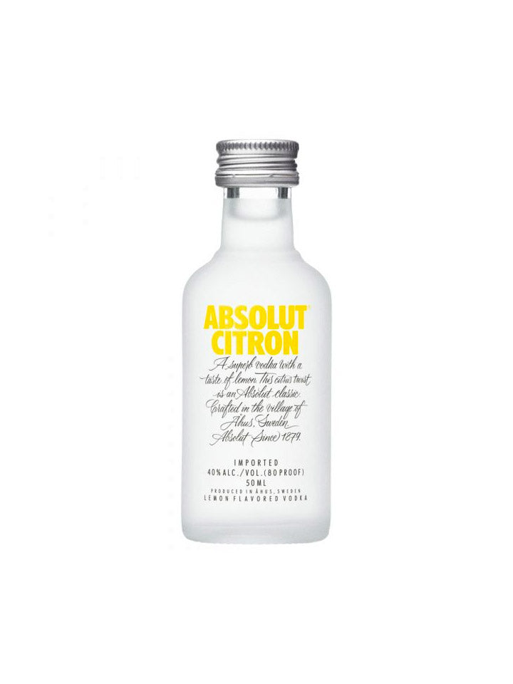 Absolut Citron Lemon Flavoured Swedish Vodka Miniature 50mL – The Drink ...