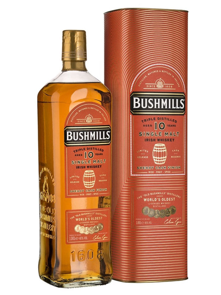 Bushmills 10 Year Old Sherry Cask Finish Single Malt Irish Whiskey 1L ...