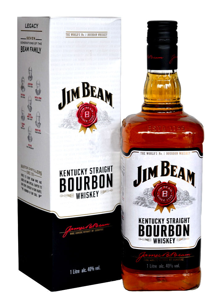 Jim Beam White Label With Gift Box Kentucky Bourbon Whiskey 1L – The ...