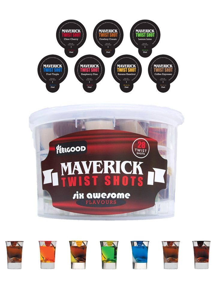 Maverick Twist Shots Bucket Liqueur 28 x 25mL Shots – The Drink Society