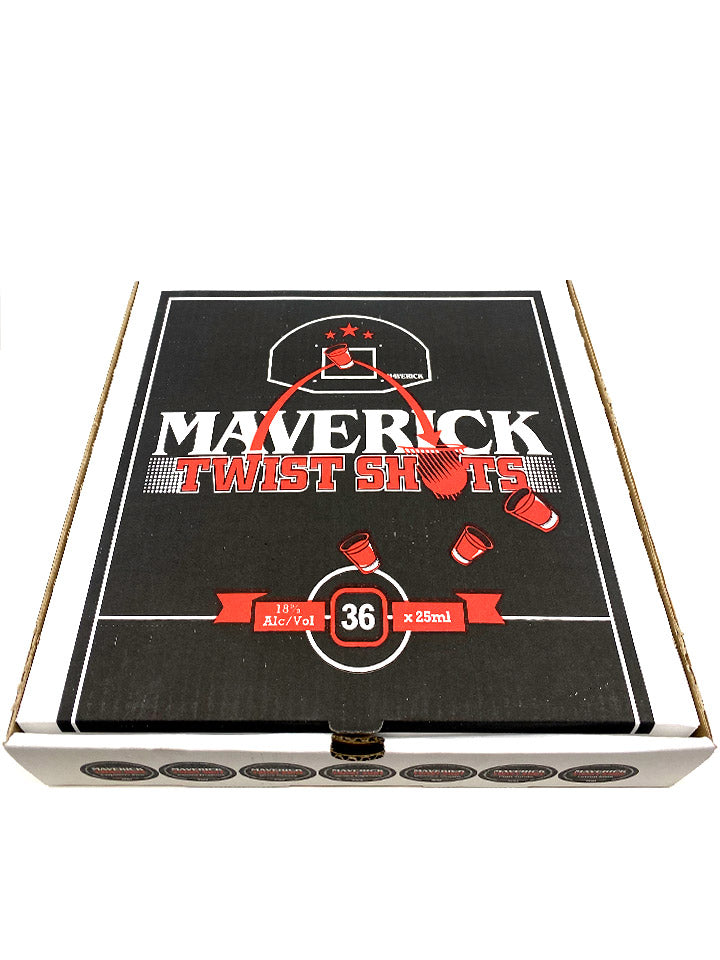 Maverick Pizza Box Twist Shots With Basketball Liqueur 36 x 25mL Shots ...