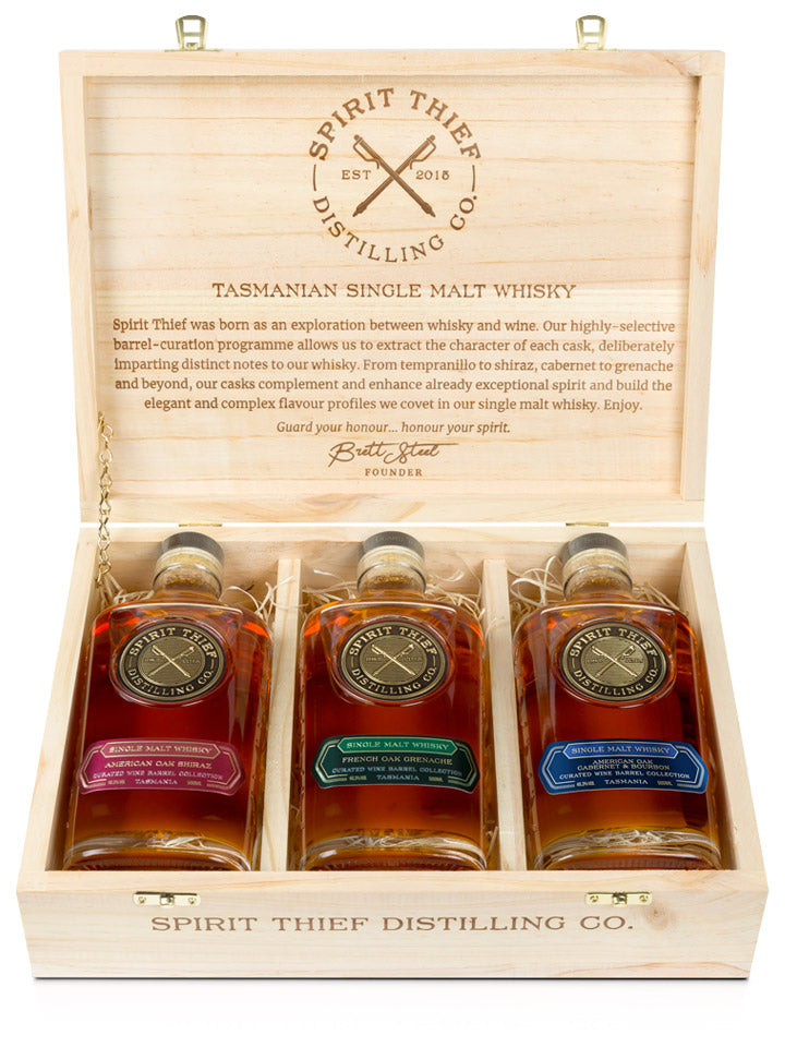 Spirit Thief Wooden Gift Box 3 Pack Single Malt Australian Whisky 3 x ...